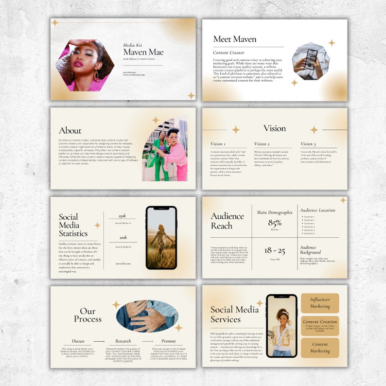 Pitch Deck Portfolio, Media Kit Template for Social Media Marketers ...