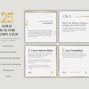 25 Luxury Gold Social Templates for Real Estate Agents, Ready to Post Q ...