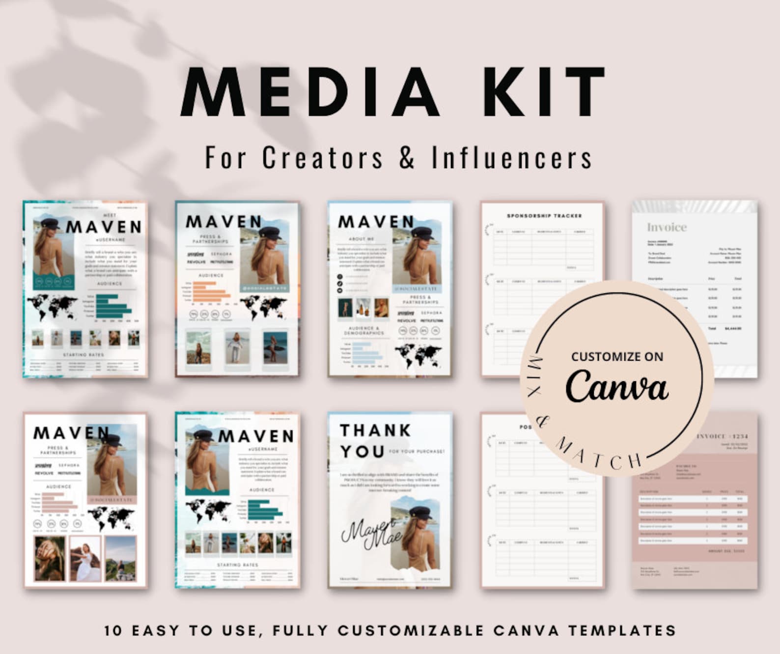 Influencer Media Kit Template Press Kit Template Rate | Etsy México