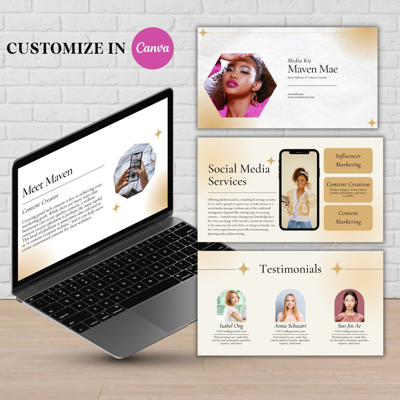 Pitch Deck Portfolio, Media Kit Template for Social Media Marketers ...