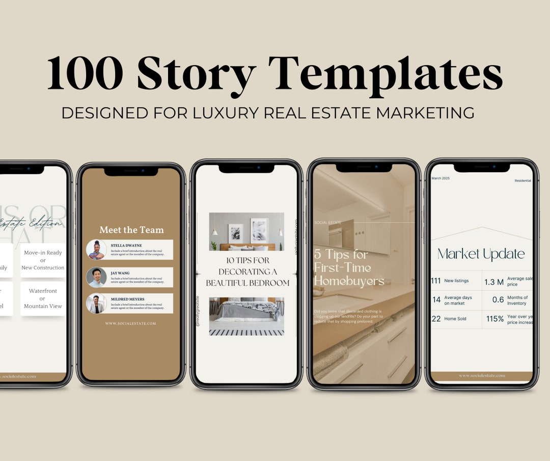 100 Real Estate Story Bundle | Instagram, Facebook, Reels | Modern ...