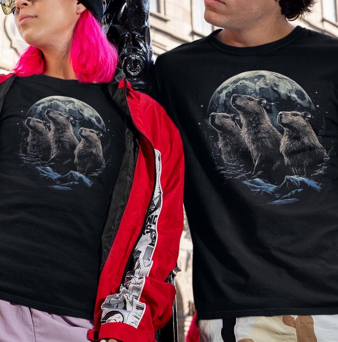 Capybara Shirt Capybara T Shirt Three Capybara Moon Tshirt Capybara ...