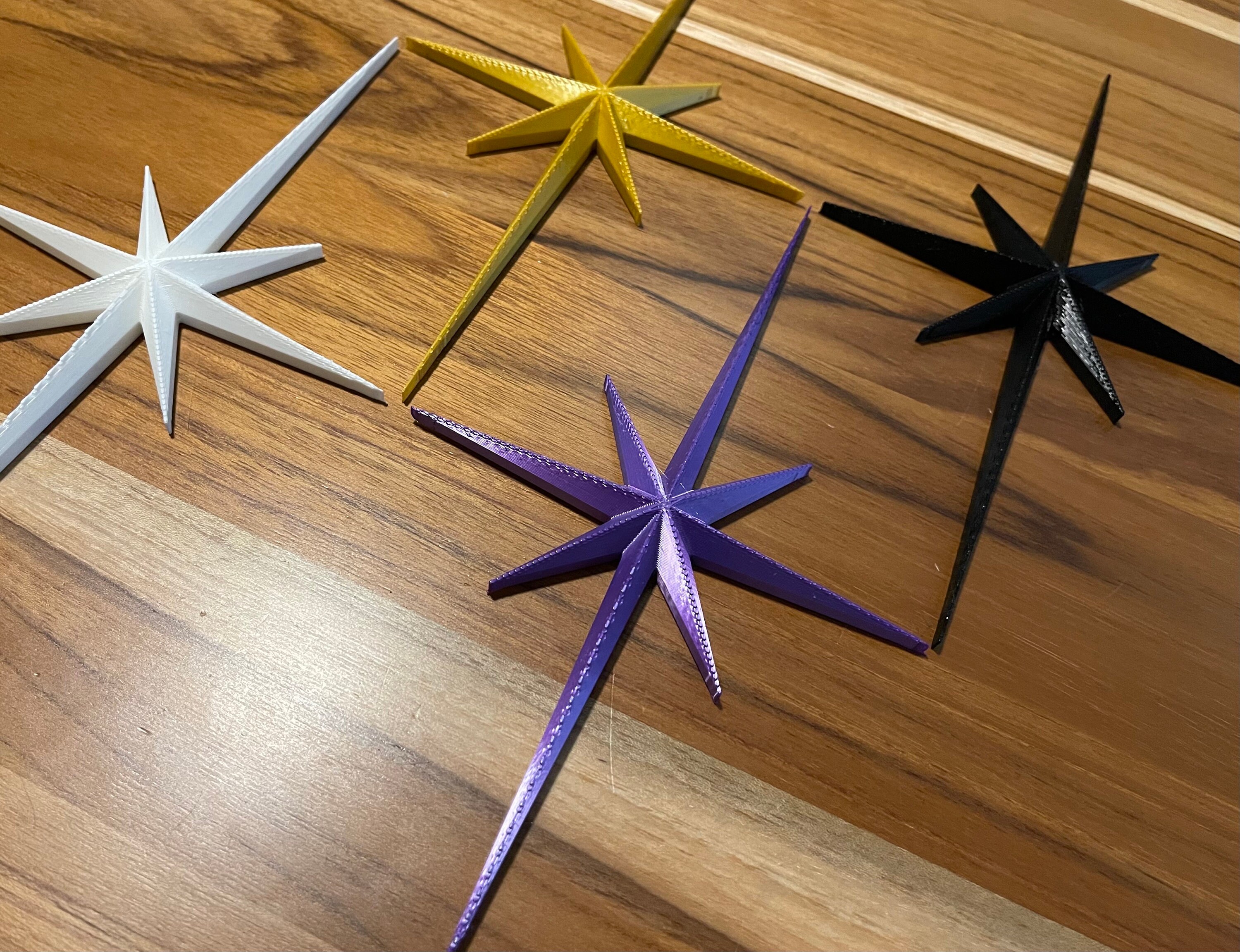 Mid Century Modern Elongated Pointed Starbursts - 3D Printed in Black ...