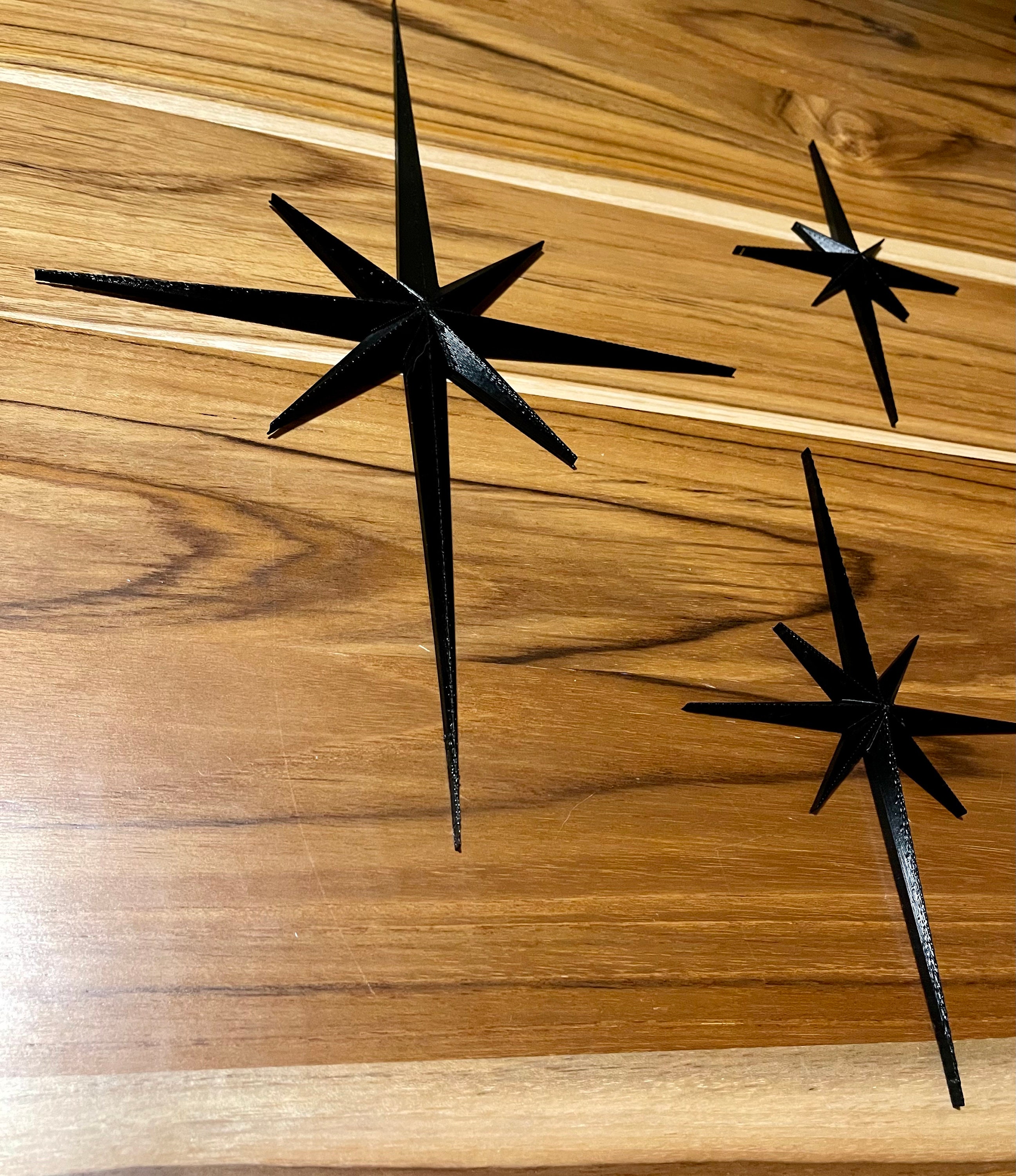 Mid Century Modern Elongated Pointed Starbursts 3D Printed in Black ...