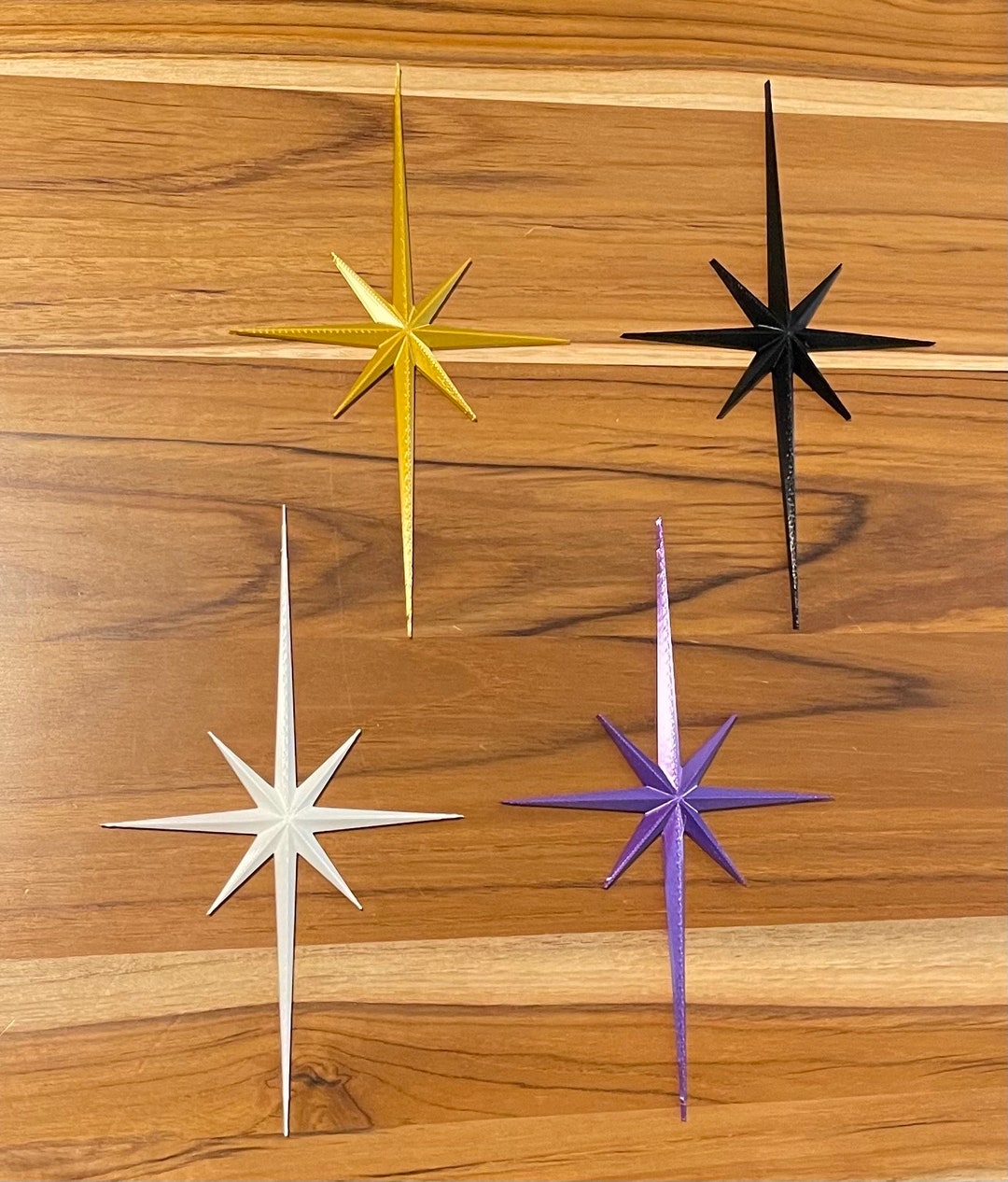Mid Century Modern Elongated Pointed Starbursts - 3D Printed in Black ...