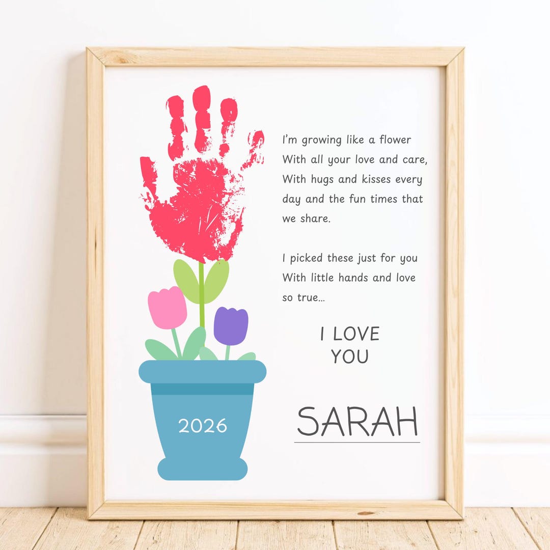 Mothers Day Handprint Flower Bouquet Art Poem (digital Download) - Etsy