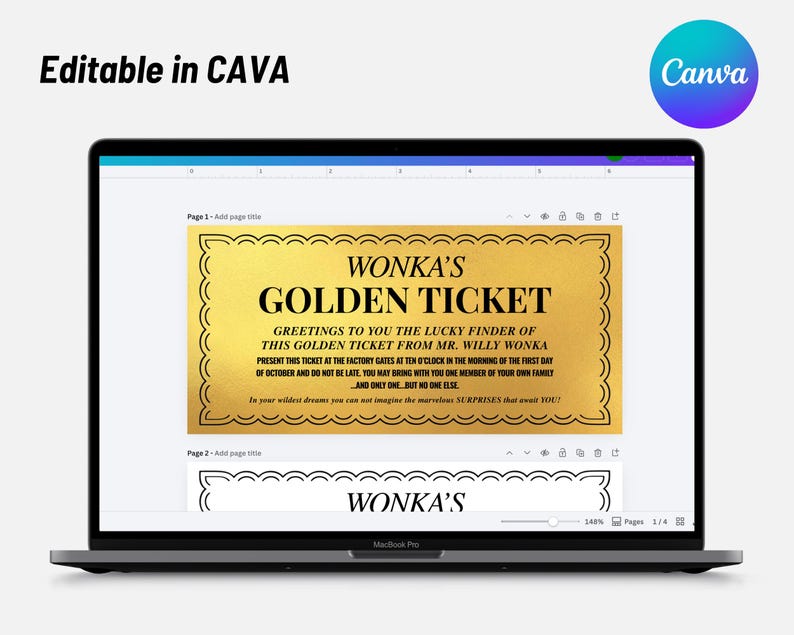 Editable Golden Ticket - Printable Template - Willy Wonka Party ...