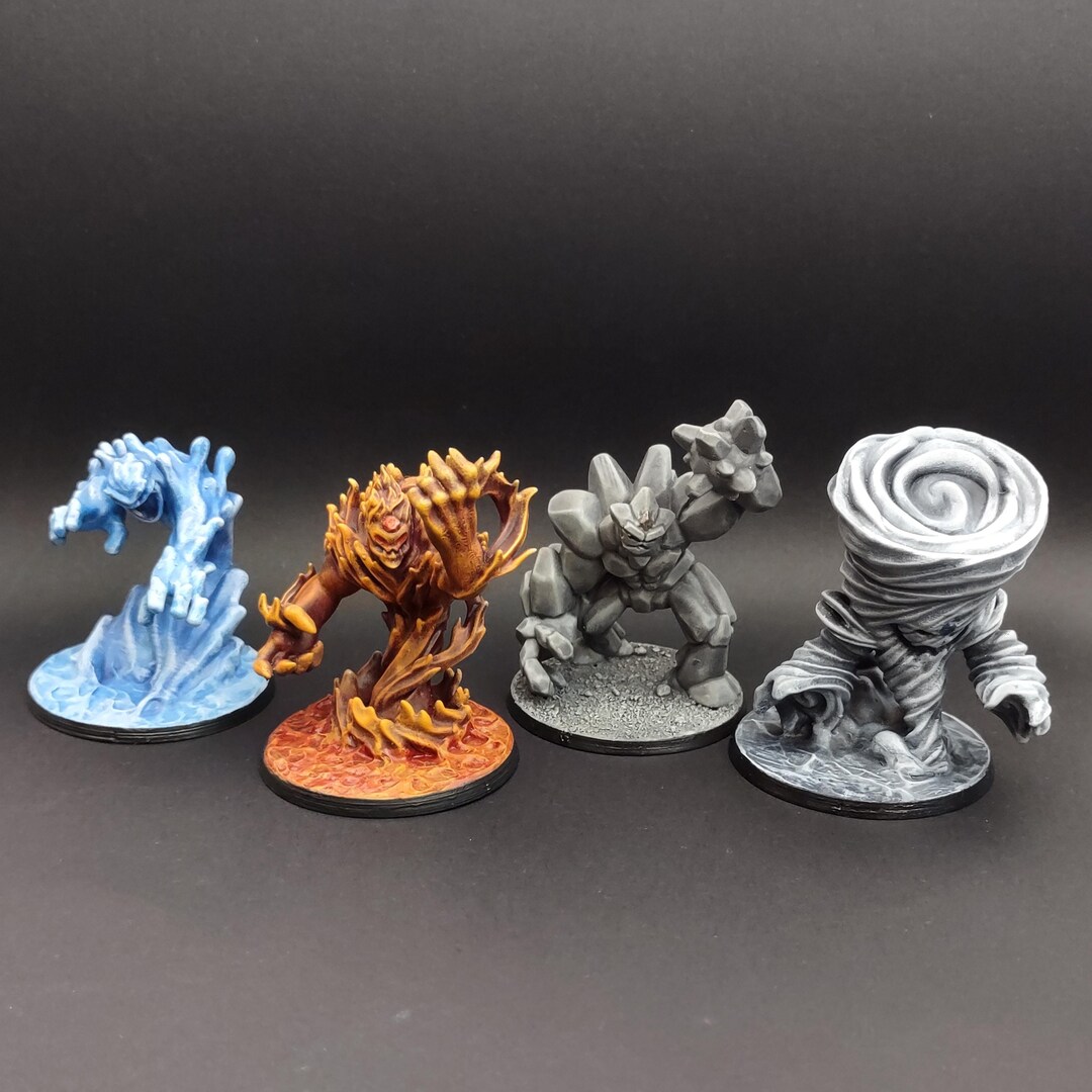 Elemental Set Miniature (28mm 3D Printed Resin) | Dnd, Pathfinder, DC20 ...