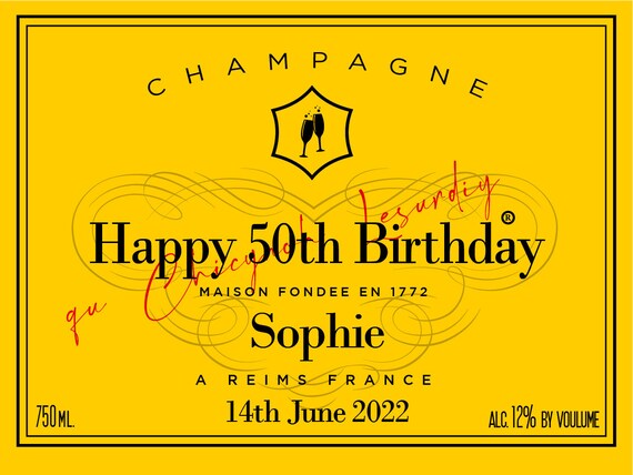 Customised Champagne Yellow Label High Quality Digital - Etsy