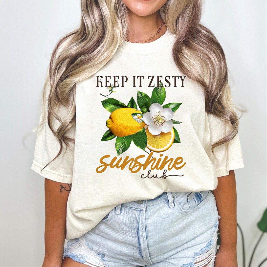 Cute Zesty Lemon Sunshine Club Tshirt, Fruit Women Shirt, Cute Mother ...
