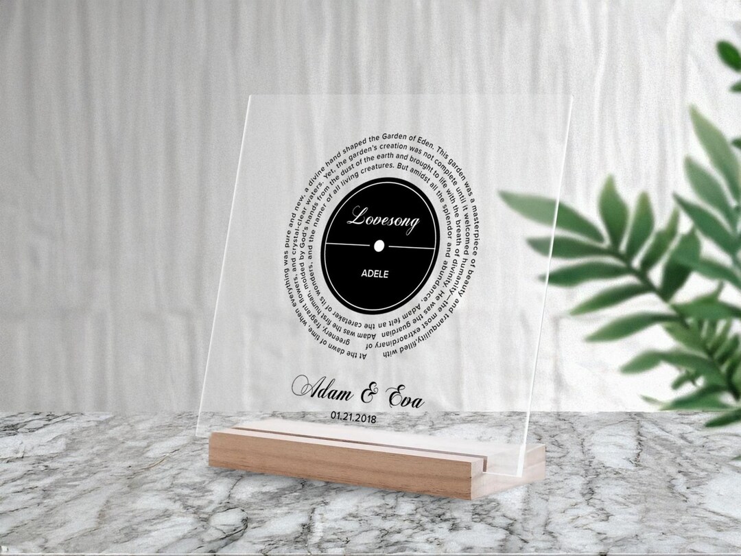 Personalized Vinyl Record Song With Lyrics on Acrylic & Wood Stand ...