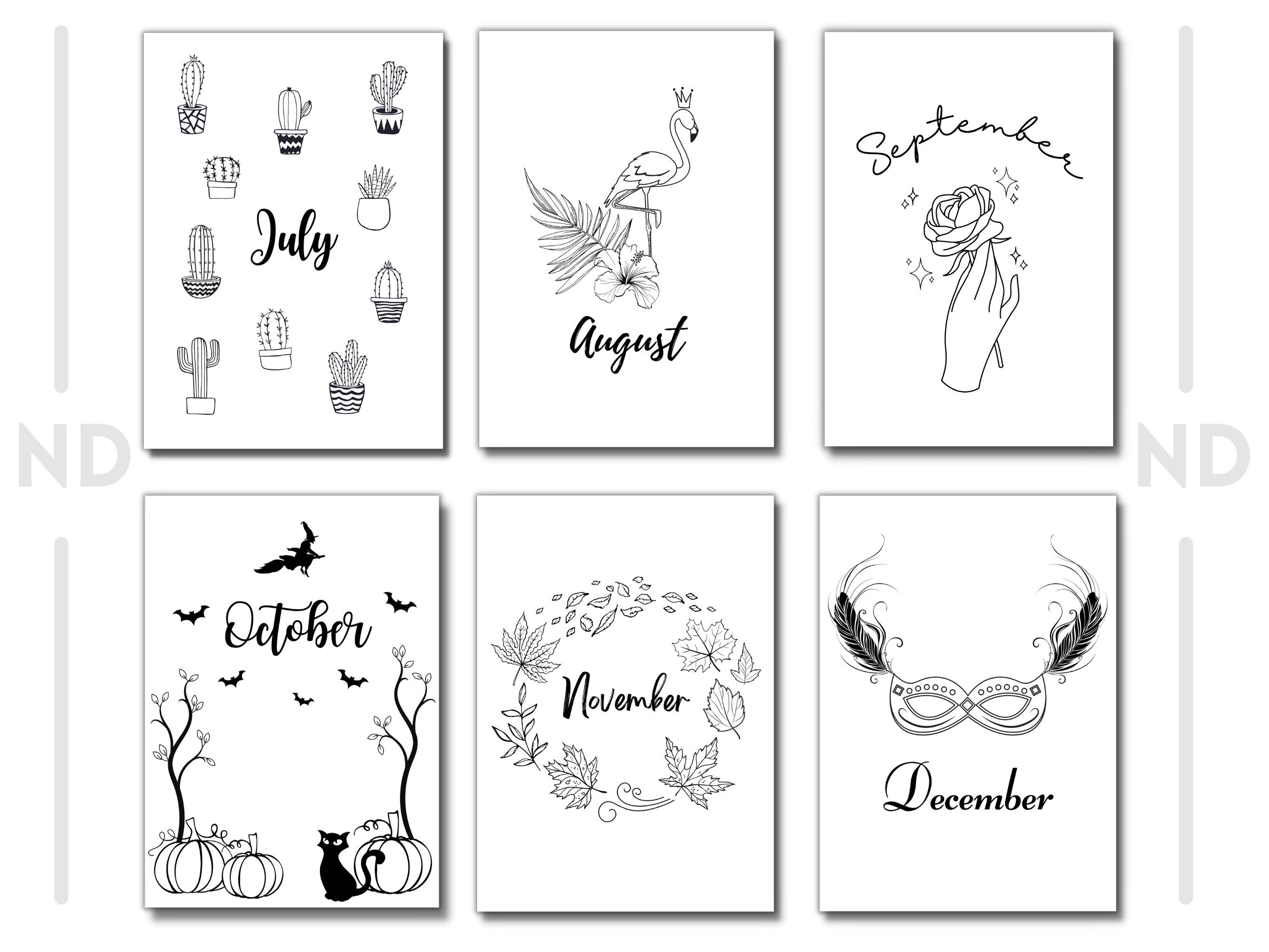 Bullet Journal Monthly Cover Pages - Etsy