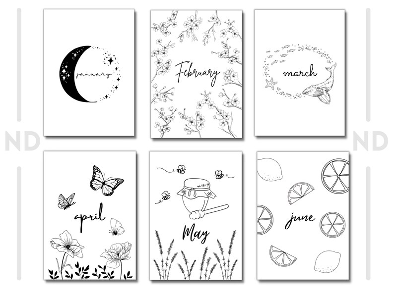 Bullet Journal Monthly Cover Pages - Etsy