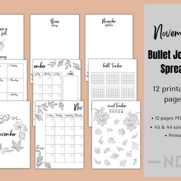Printable Bullet Journal - Etsy