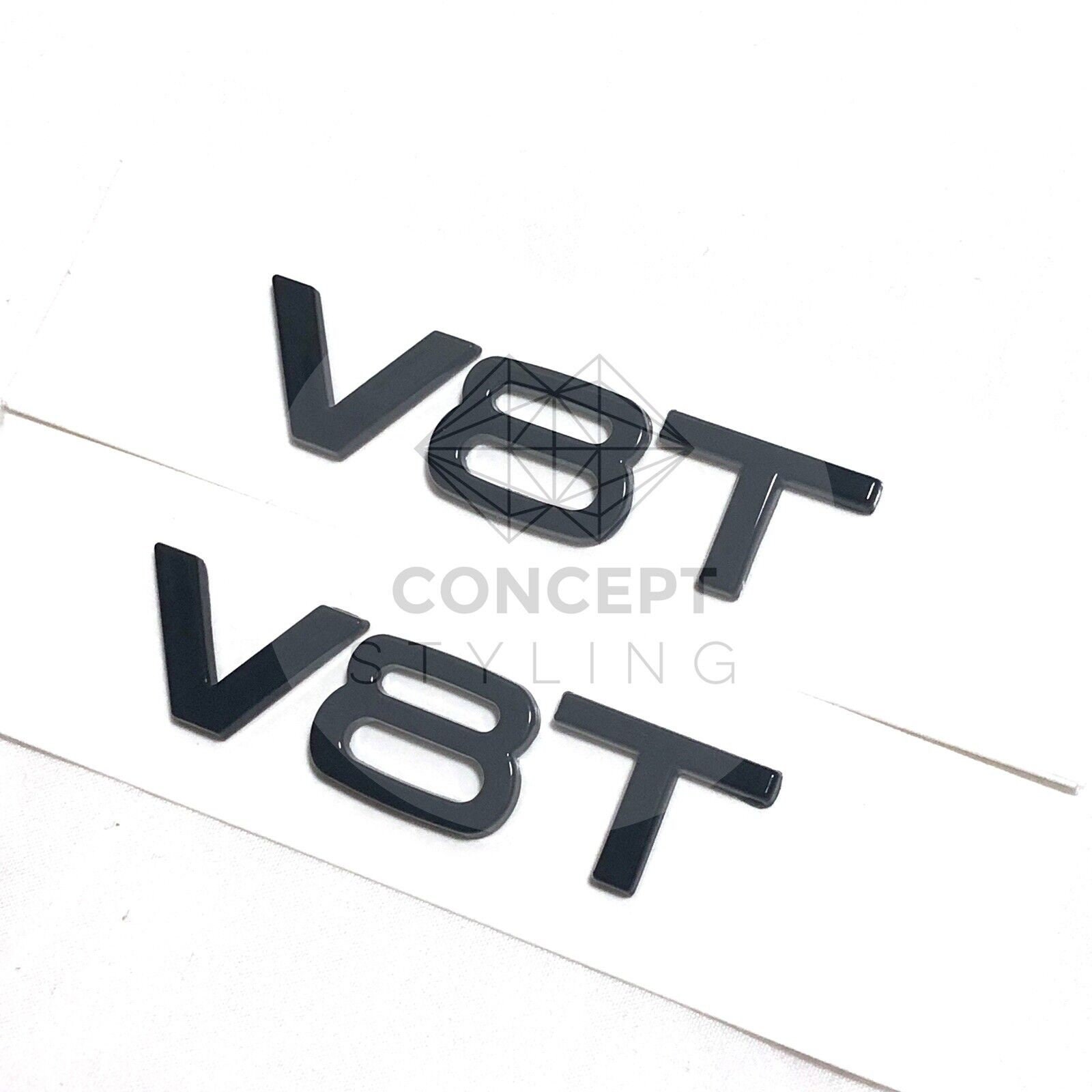 2pcs Audi Pair V8T Gloss Black Lettering Wing Side Fender Badge Emblem ...