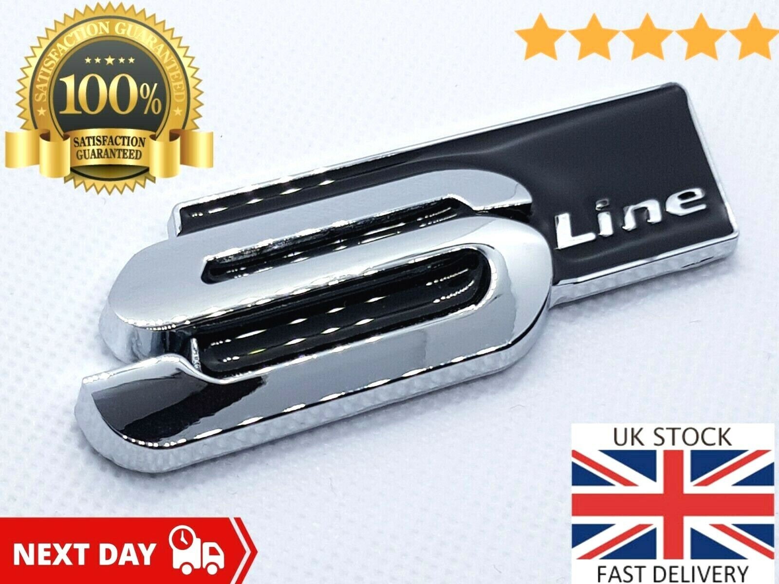 Audi Sline Chrome on Black Boot Rear Tailgate Badge Aluminium Sticker ...