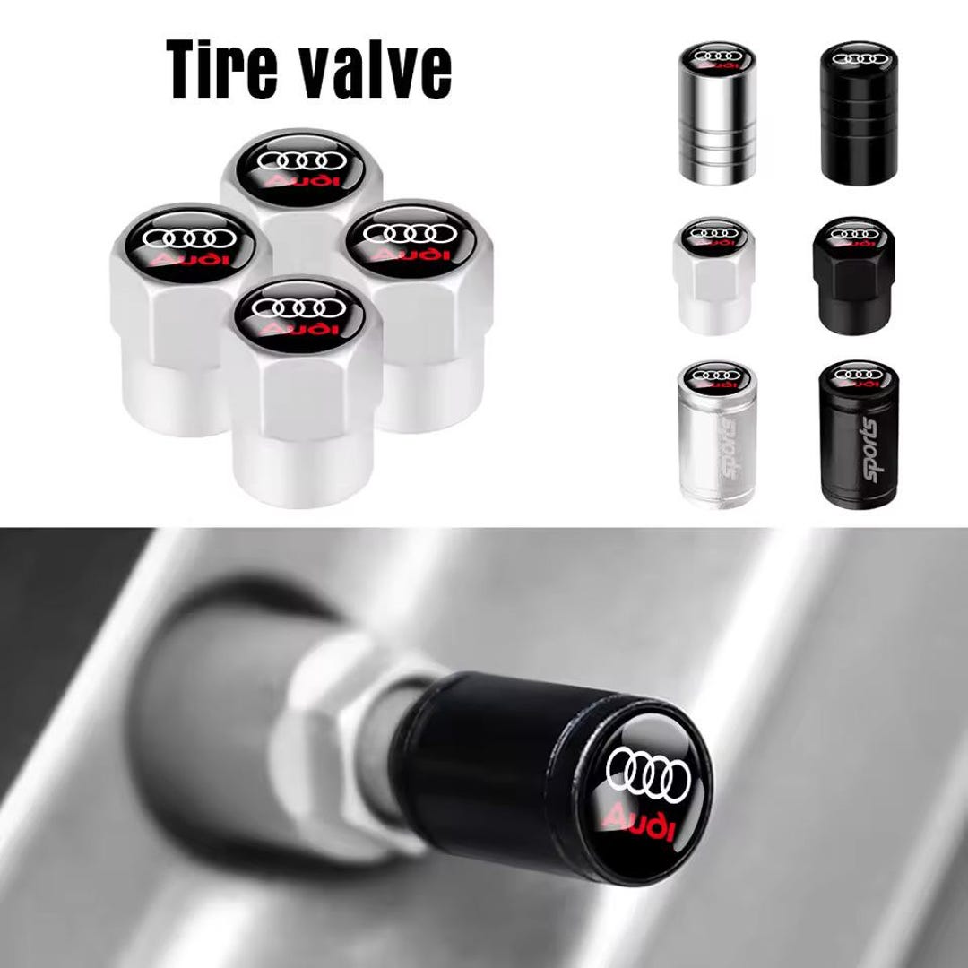 Car Metal Logo Wheel Air Valve Caps Tire Dust Cover for Audi Sline A4 ...