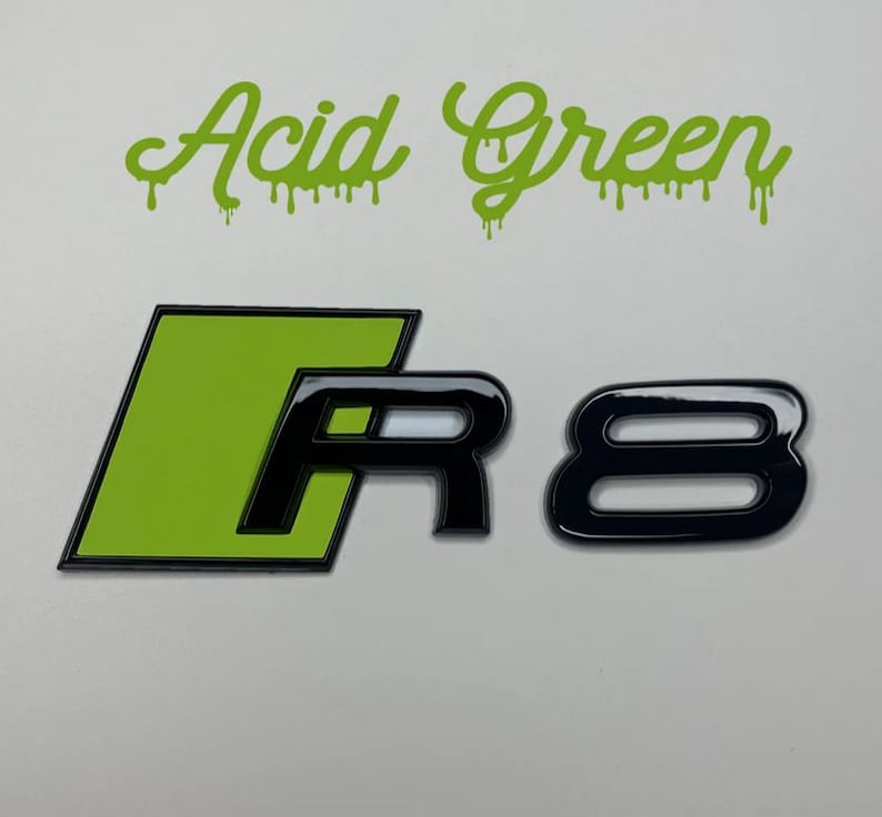Acid Green R8 Rear Badge Audi R8 Badge Boot Lid Trunk Emblem Bumblebee ...