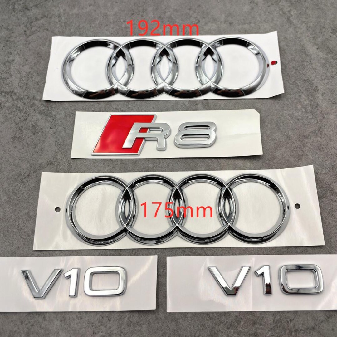 5pcs OEM Audi R8 Red Chrome V10 Finish Set Kit of Badges Front Rear ...