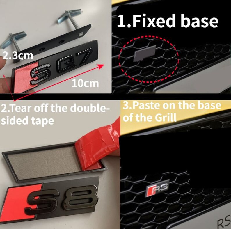 Car Grill Badge Front Emblem for S3 S4 S5 S6 S7 S8 RS3 RS4 RS5 RS6 RS7 ...