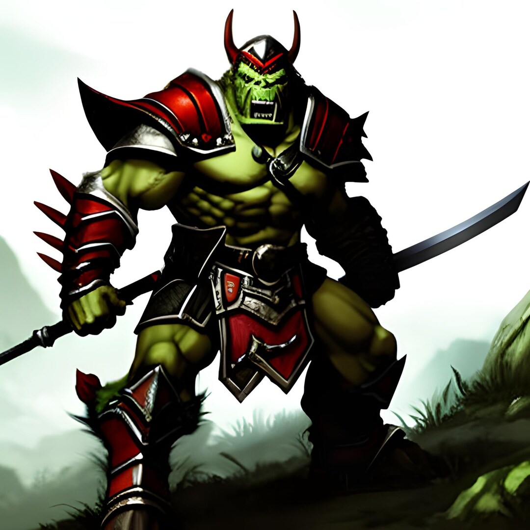 Orc Samurai Digital Painting for Canvas - Etsy