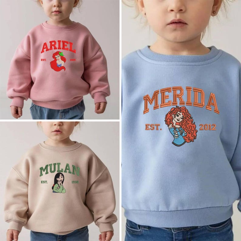 Princess Character Embroidered Youth Sweatshirt, Cartoon Shirts ...