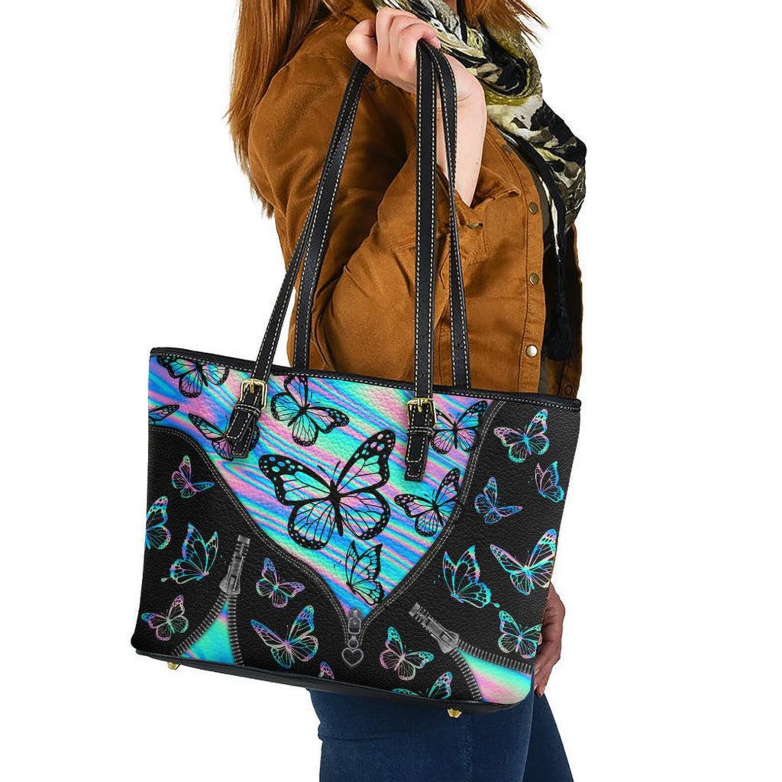 Butterfly Zipper Leather Bag Butterfly Lover Bag Butterfly - Etsy