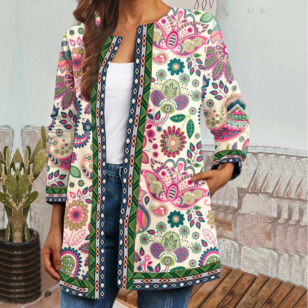 Floral Plus Size Jacket, Coat, Long Sleeves Jacket, Women Coat, Women ...