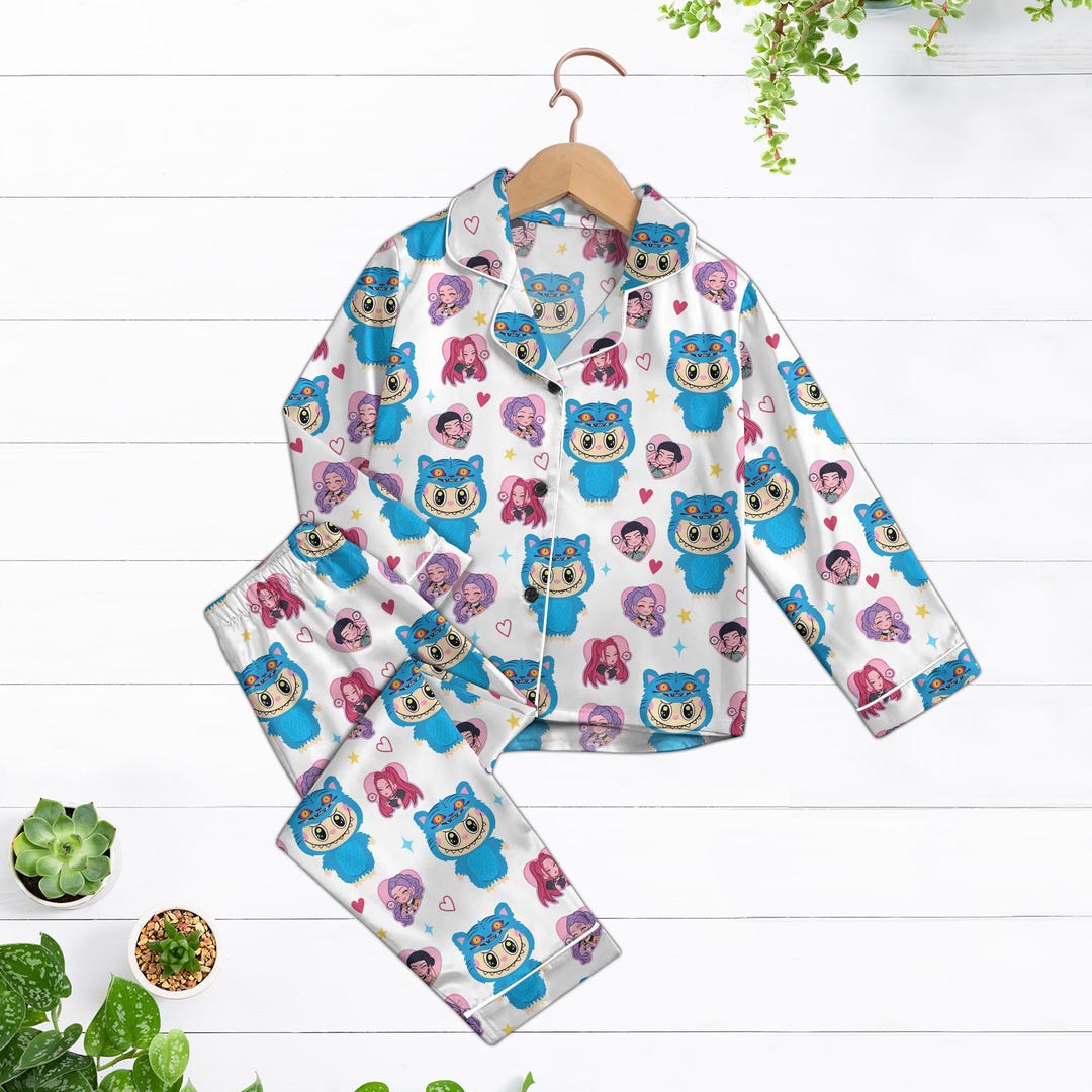 Pijama Derpy Labubu e Huntrix, Conjunto de pijama da família Demon ...