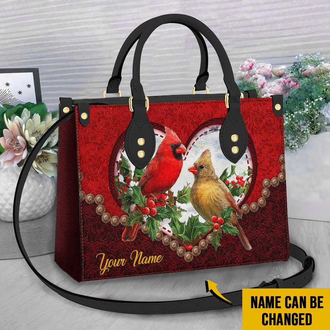 Personalized Cardinal Leather Bag, Crossbody Bag, Woman Shoulder Bag ...