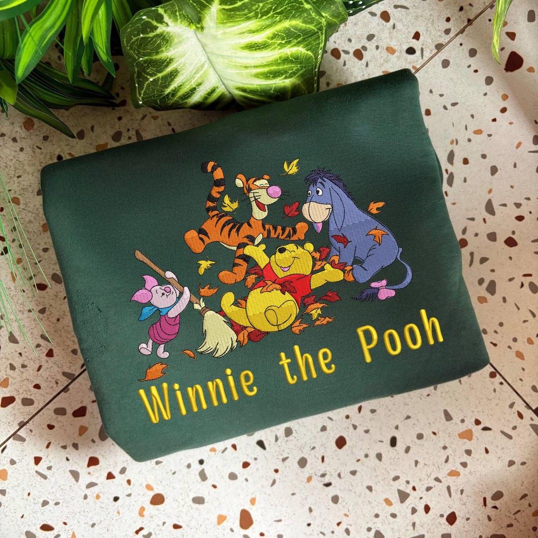 Embroidery Winnie the Pooh Character Shirt, Pooh Autumn Hoodie, Pooh ...