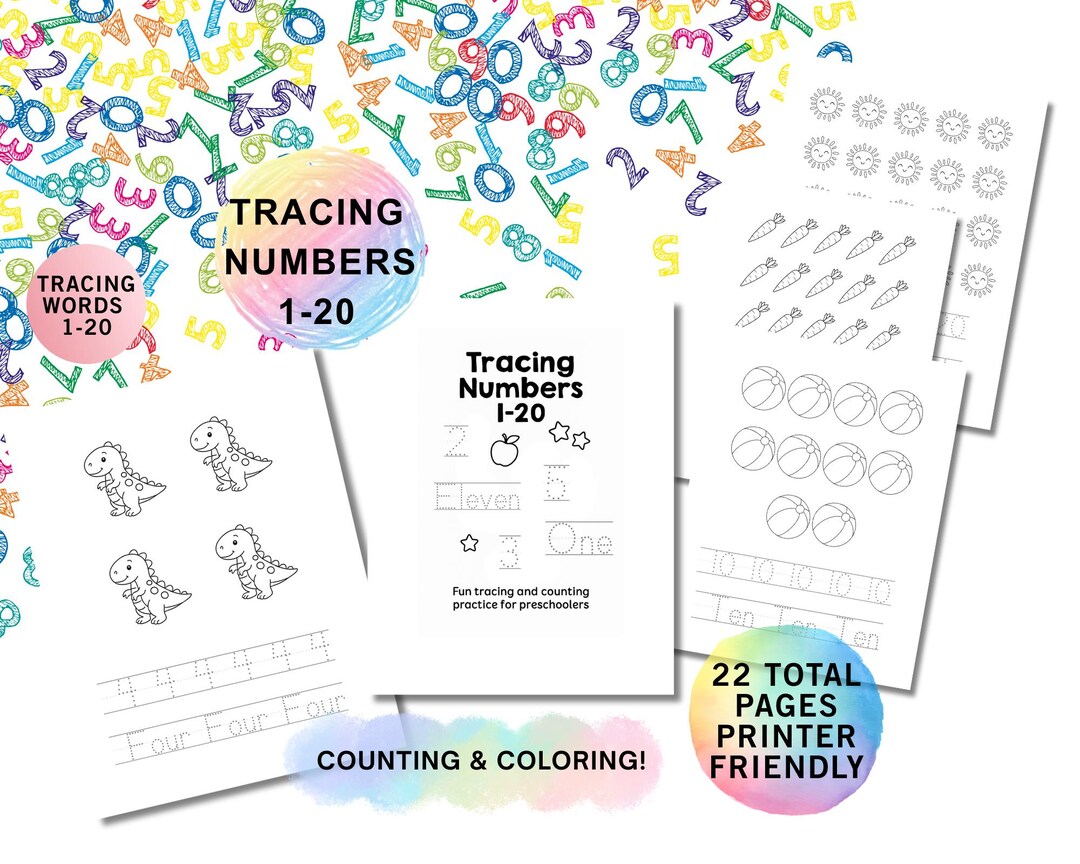 Tracing Numbers 1-20 Workbook for Preschool and Kindergarten Ages 2-6 B ...
