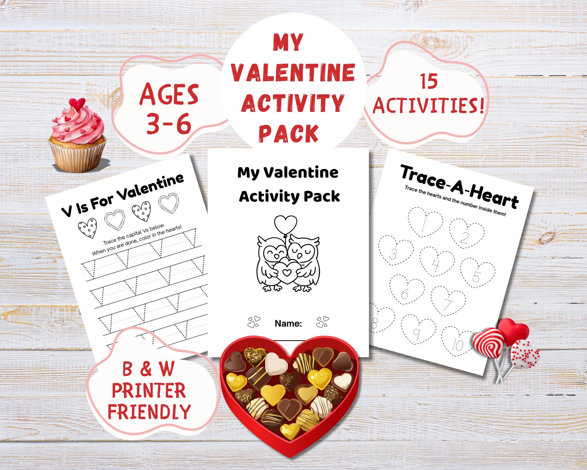Valentine Day Activity Pack for Preschool and Kindergarten Ages 3-6 Ink ...