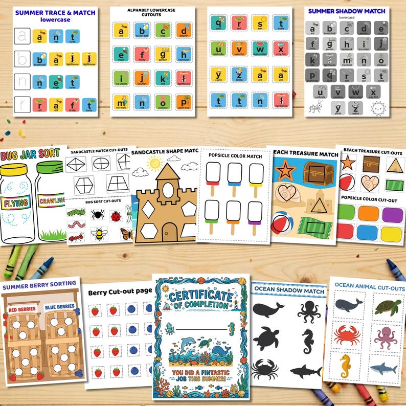 Printable Summer Busy Book for Ages 2-6 Interactive Learning Activities ...