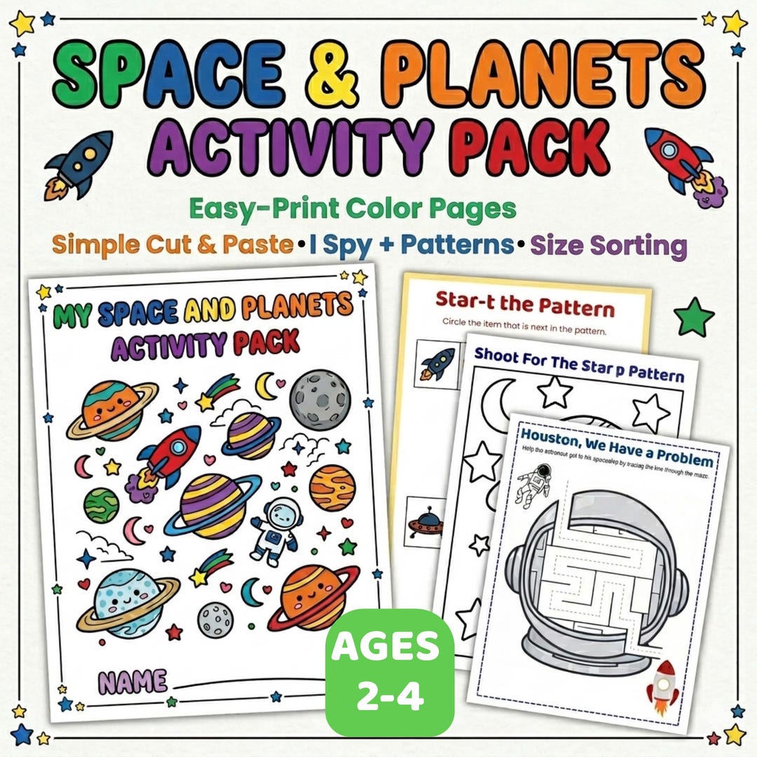 Outer Space Activity Pack for Toddlers Ages 2-4 Playful Space Learning ...