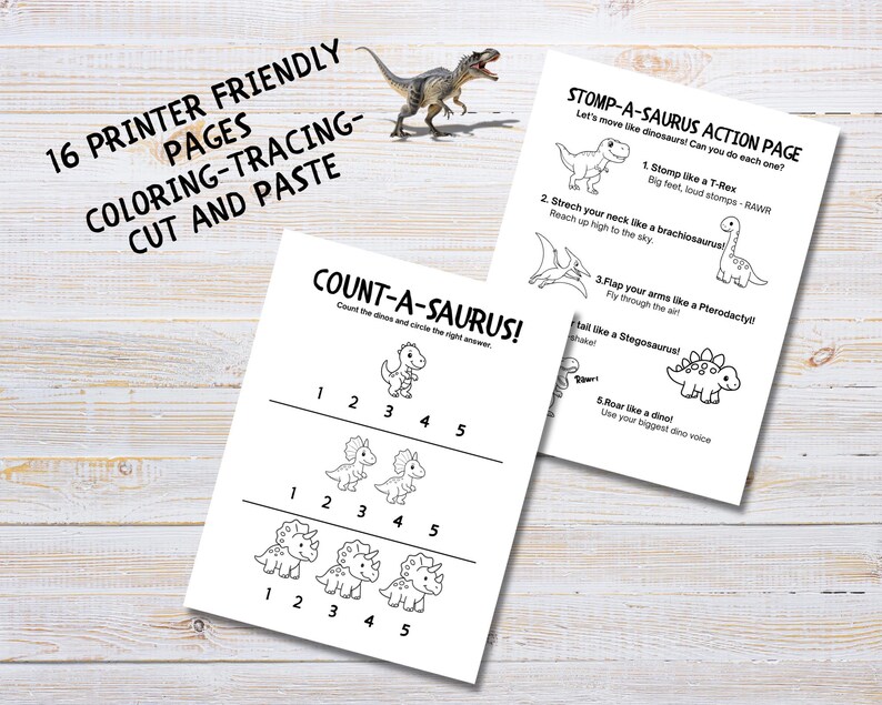 Dinosaur Activity Pack for Kids (ages 2–4) – 16 Printable Preschool ...