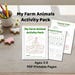 Farm Activity Pack for Preschool & Kindergarten Ages 3-6 Vibrant Color ...