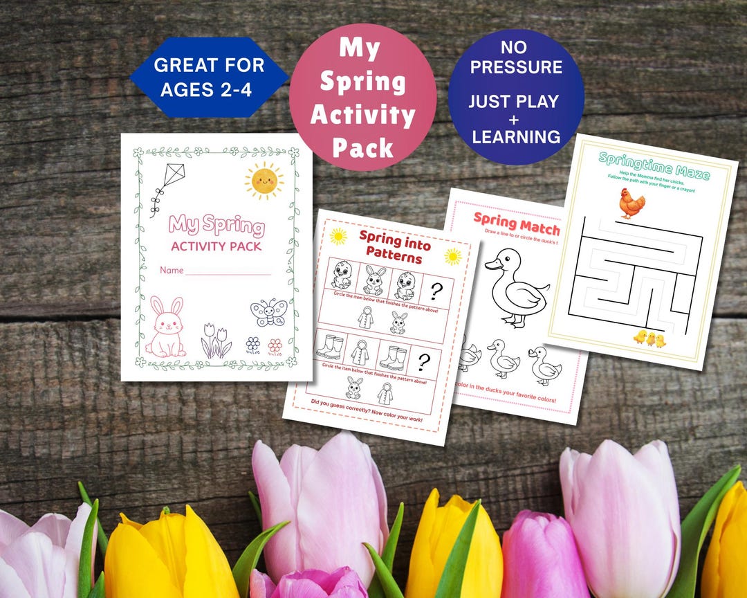 Spring Activity Pack for Toddlers Ages 2-4 Colorful Learning Binder ...