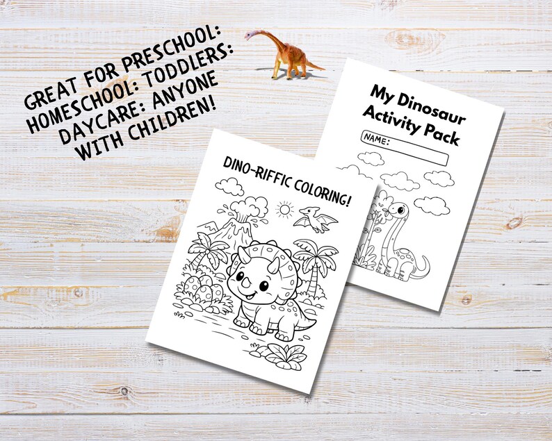 Dinosaur Activity Pack for Toddlers Ages 2-4 Ink-friendly B&W ...