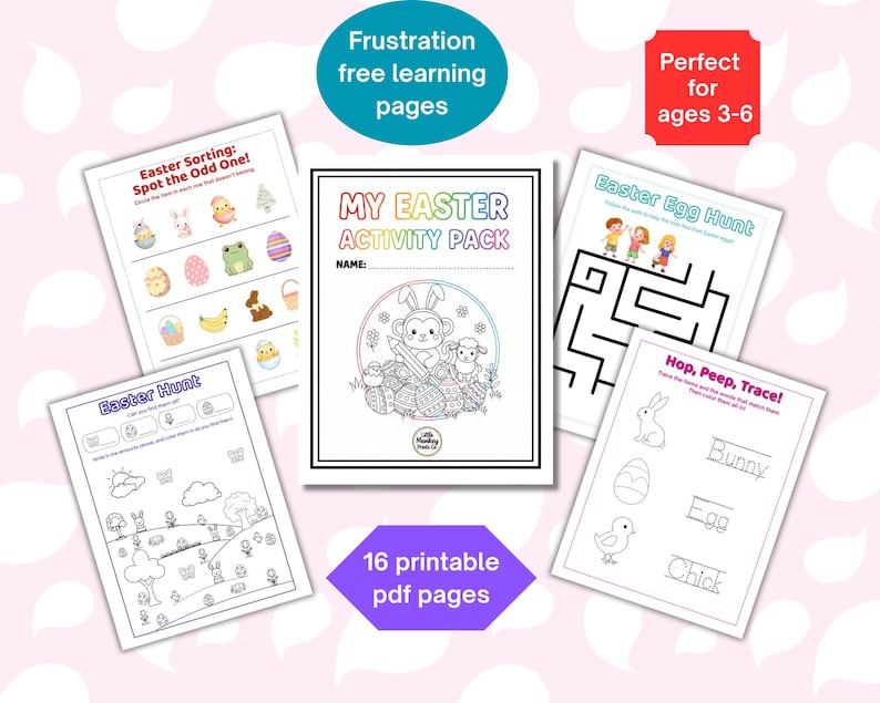 Easter Activity Pack for Preschool and Kindergarten Ages 3-6 Colorful ...