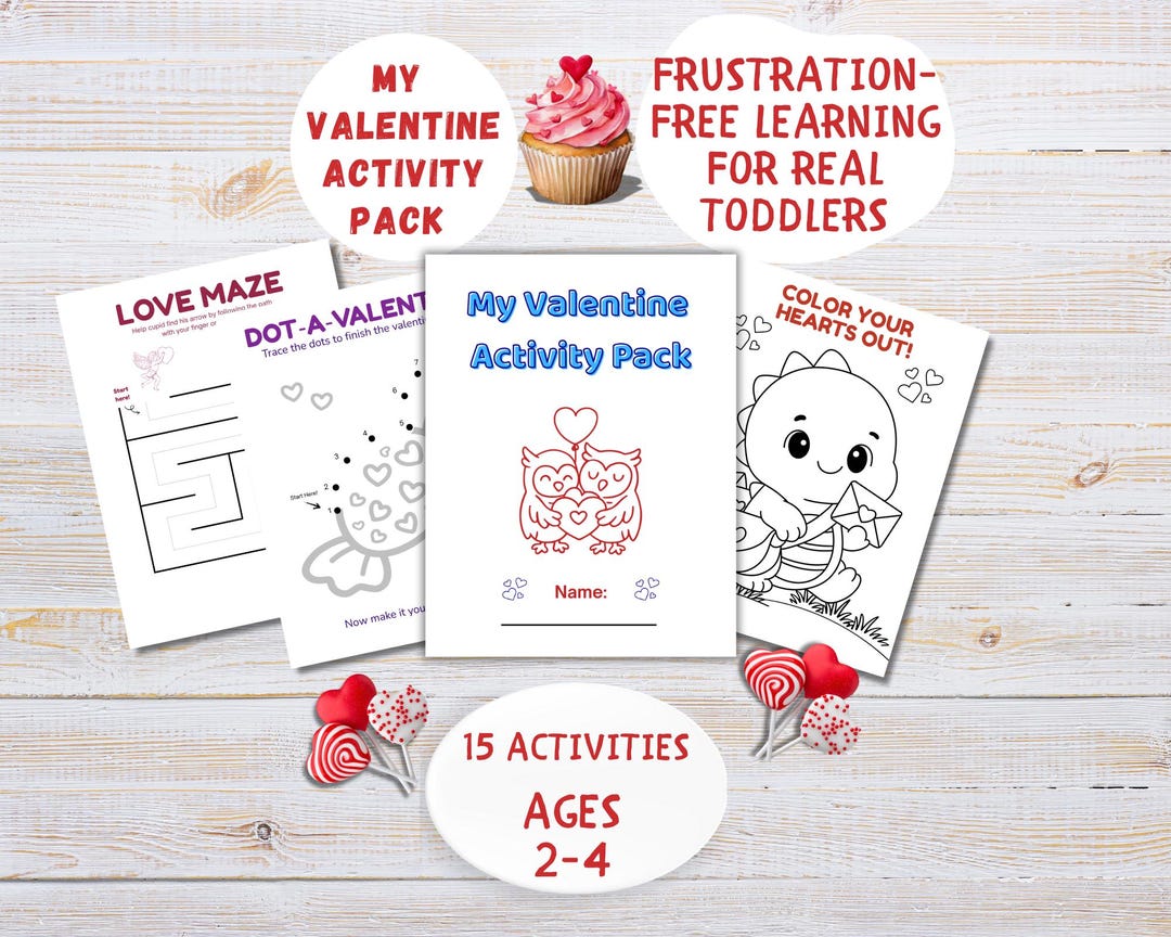 Valentine's Day Activity Pack for Toddlers Ages 2-4 Colorful Learning ...