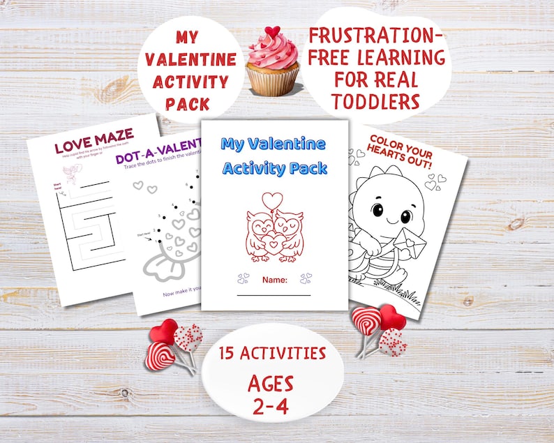 Valentine's Day Activity Pack for Toddlers Ages 2-4 Colorful Learning ...