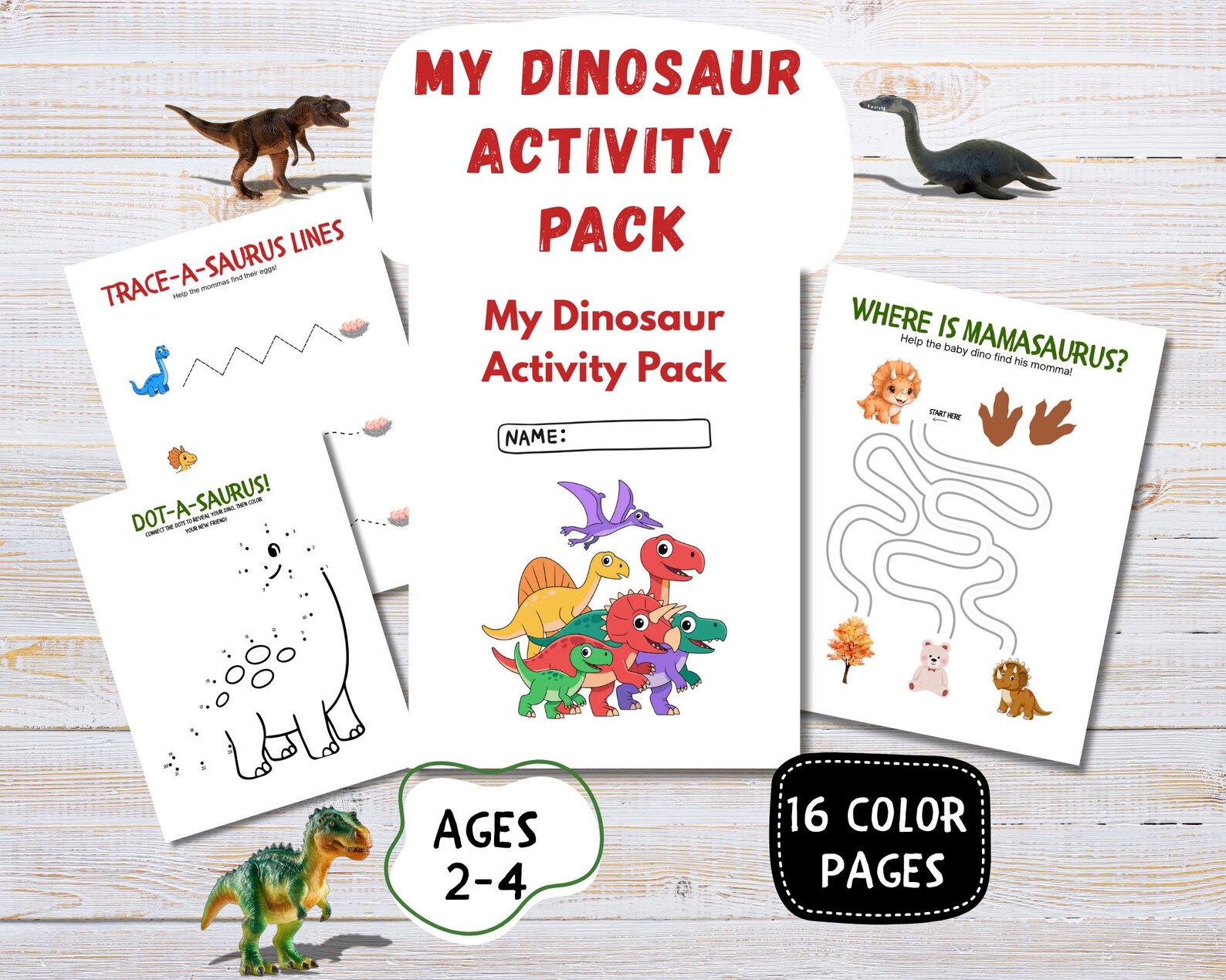 Dinosaur Activity Pack for Toddlers Ages 2-4 Colorful Preschool ...