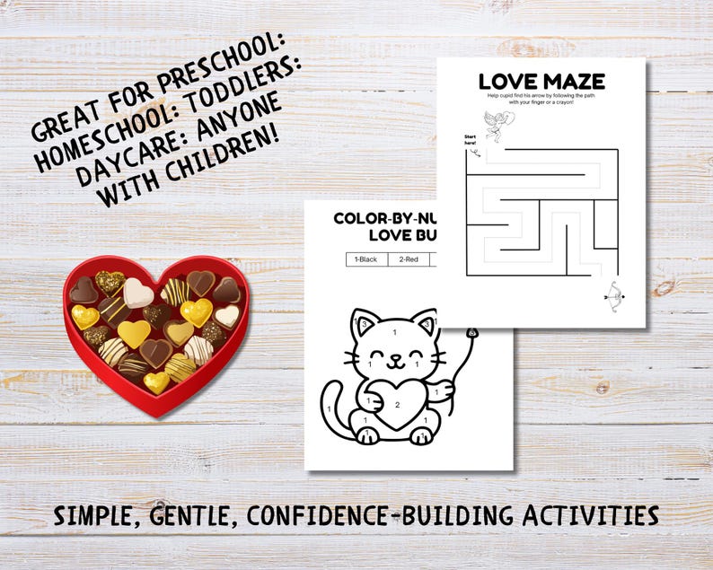 Valentine's Day Toddler Busy Book Printable | Ages 2-4 B&W Montessori ...