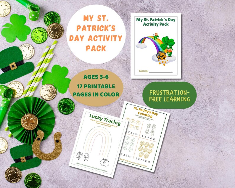 St Patrick's Day Activity Pack for Preschool & Kindergarten Ages 3-6 ...