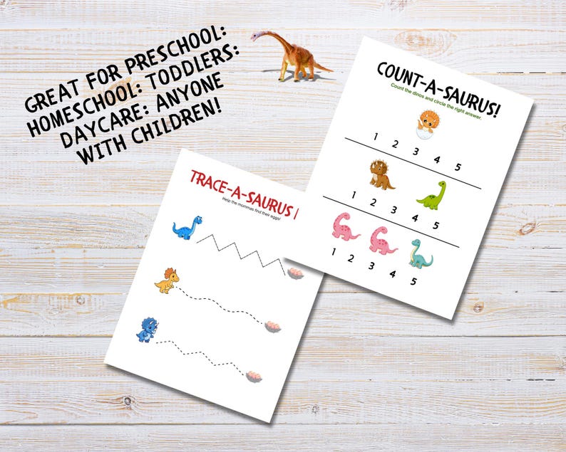 Dinosaur Activity Pack for Kids (ages 2–4) – 16 Printable Preschool ...