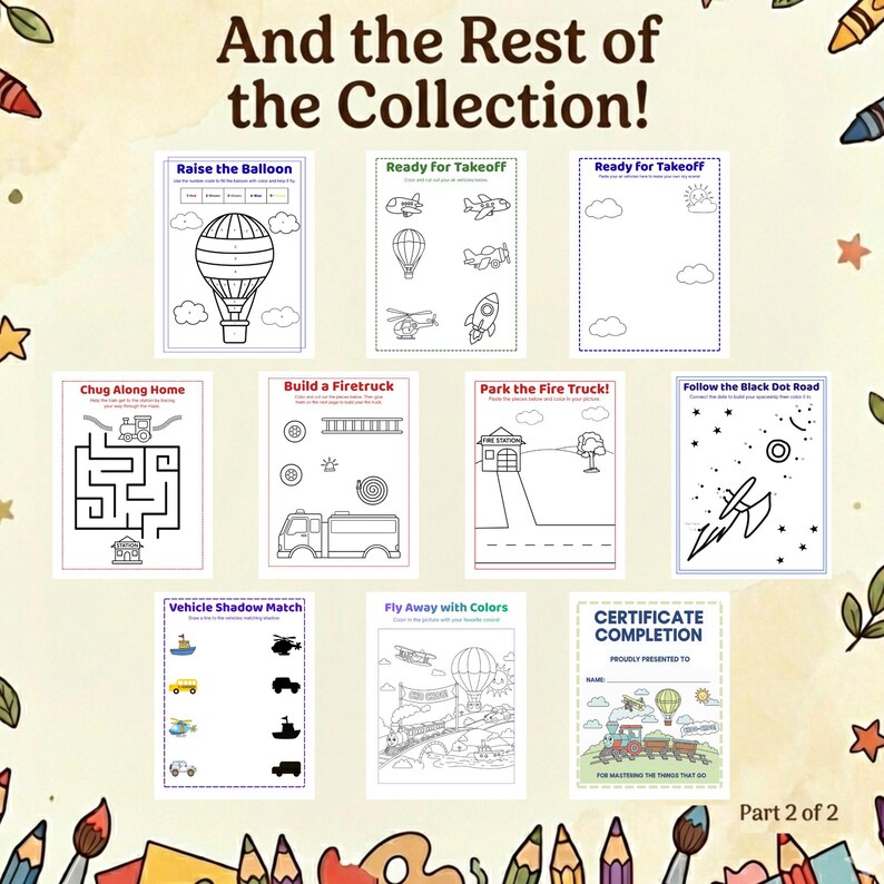 Things That Go Activity Pack for Preschool and Kindergarten Ages 3-6 ...