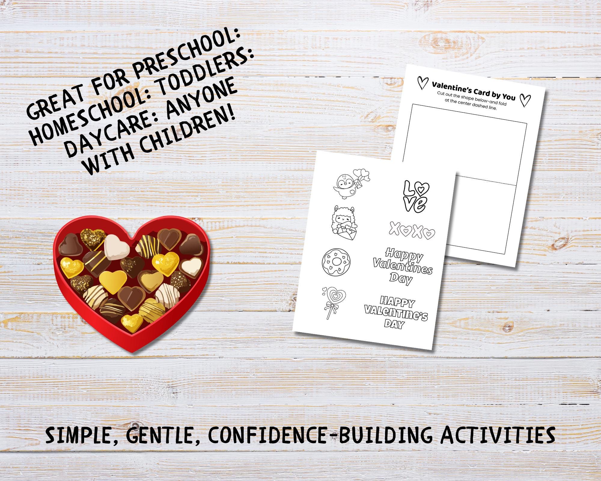 Valentine’s Day Craft Pack for Kids Ages 2-6 B&W Printable Activity ...