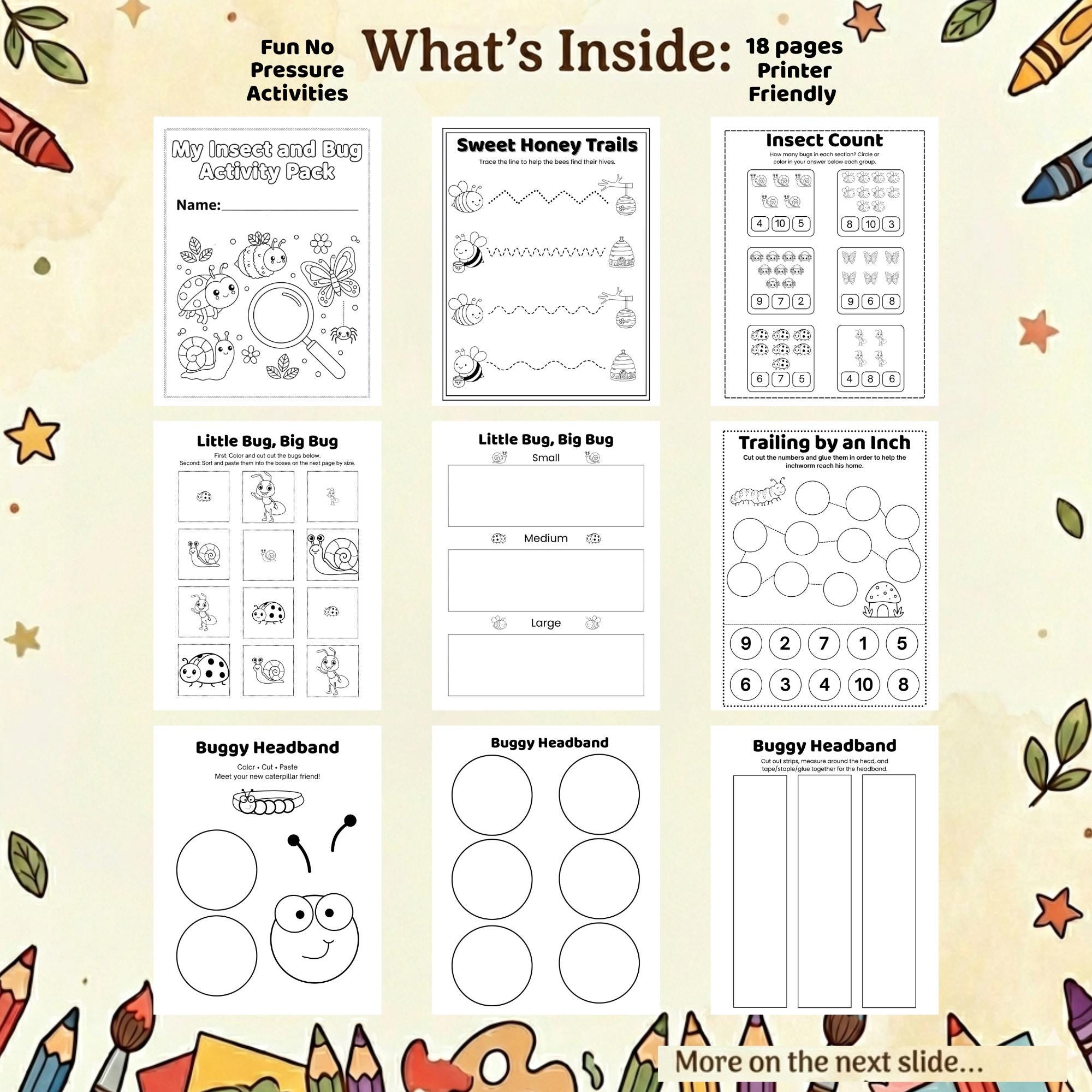 18 Printable Pages: Insects and Bugs Activity Pack for Preschool ...