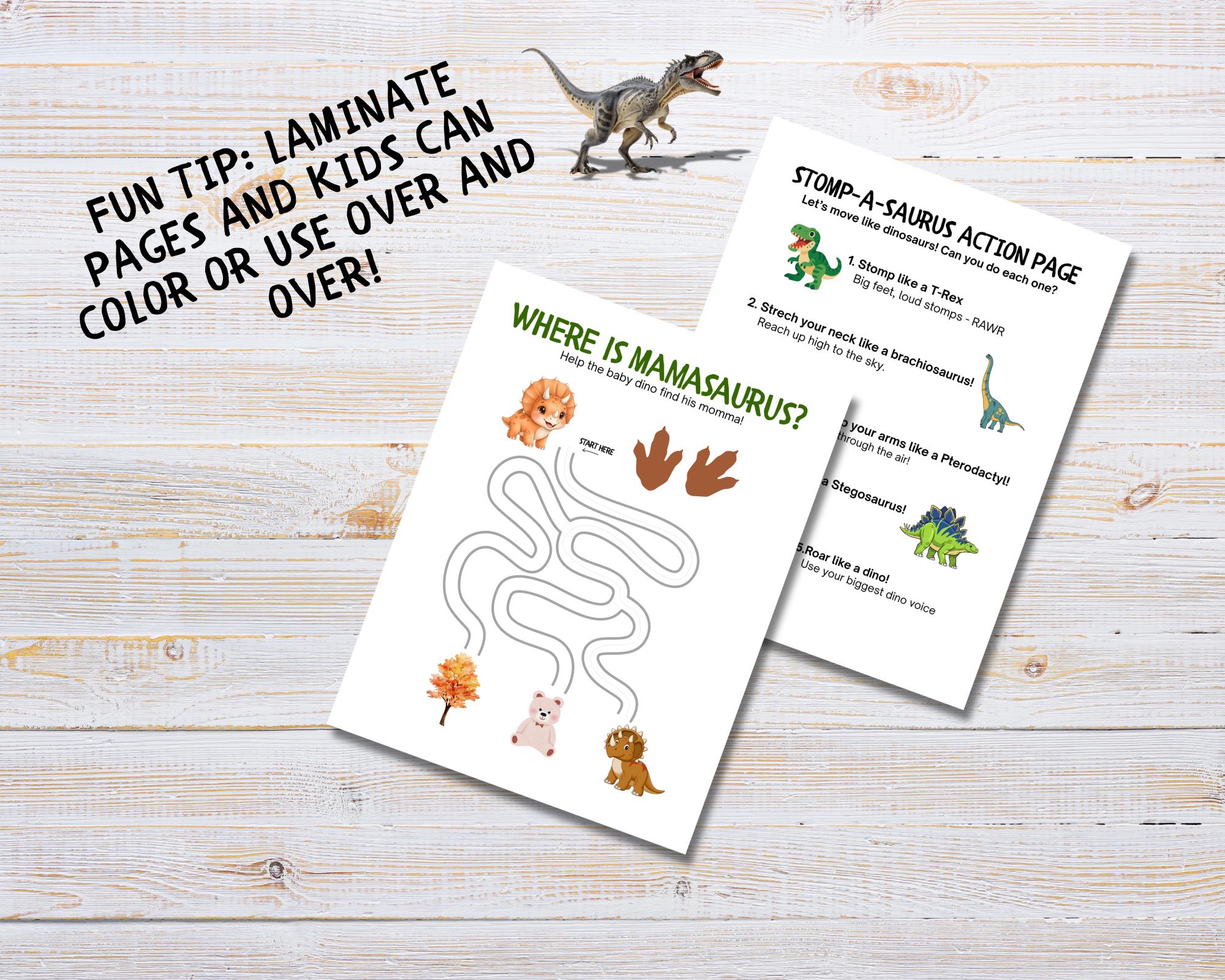 Printable Dinosaur Activity Pack for Toddlers Ages 2-4 Colorful ...